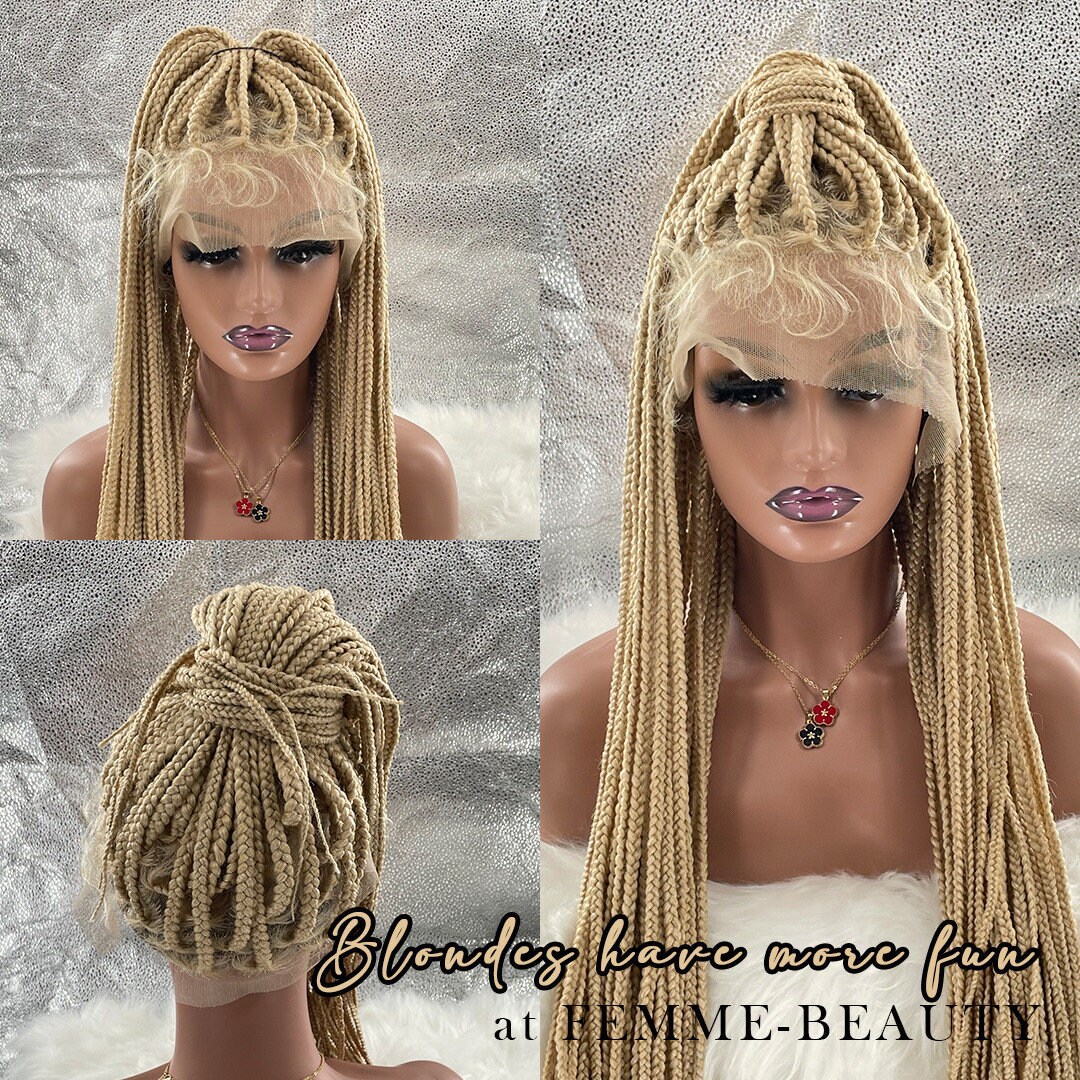Femme-beauty Milan HD Knotless Full Lace Box Braid Wig Blonde 613 - Etsy