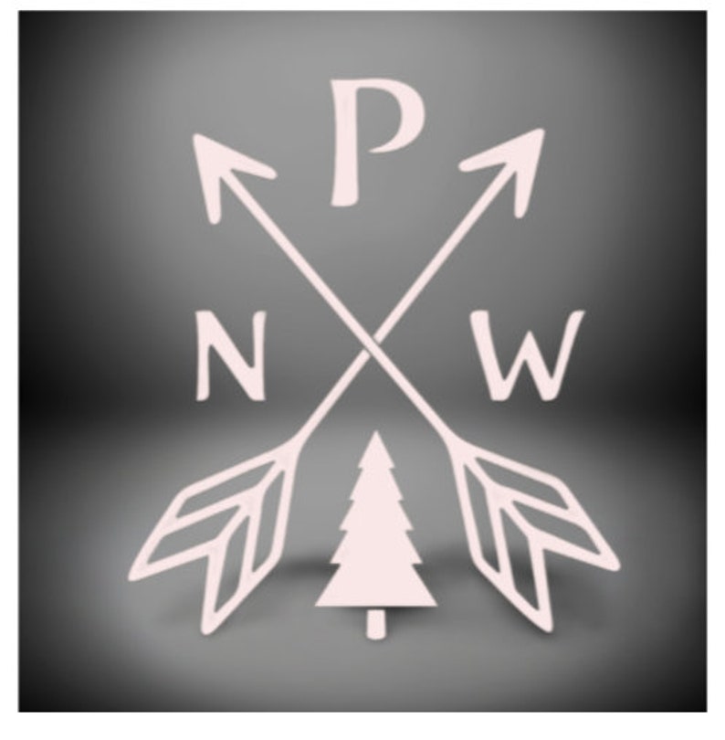 Matte White PNW Car Window Vinyl Decal - Pacific Northwest Arrow Cross ...