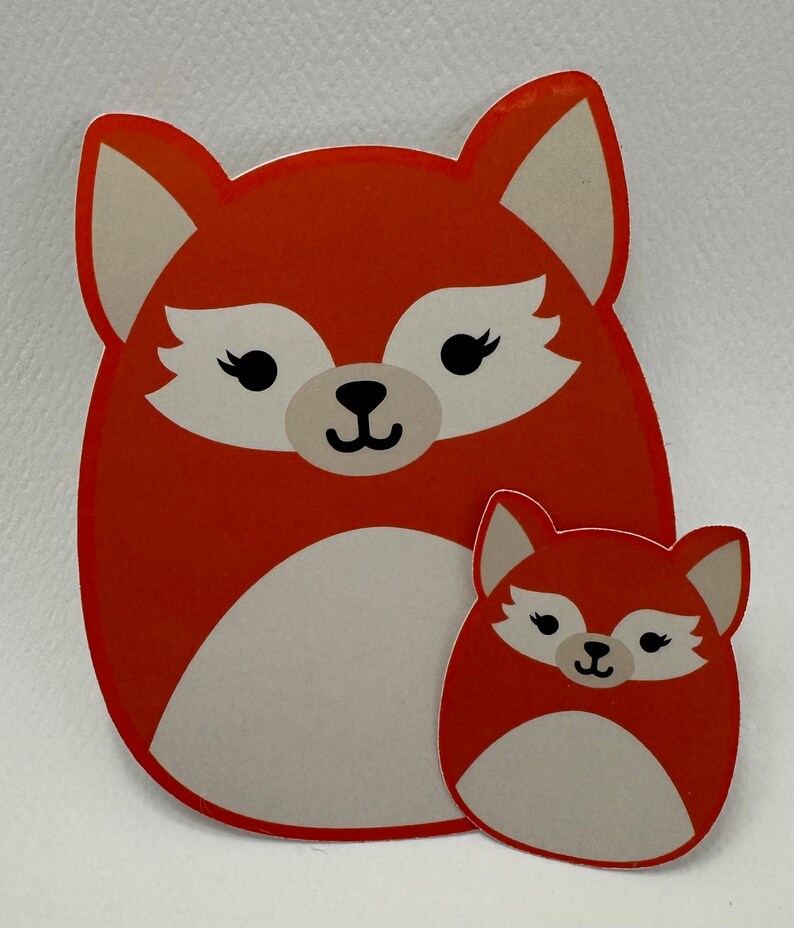 Squishmallow Vinyl Sticker Decal Set of Medium and Large Fox , Cow or ...