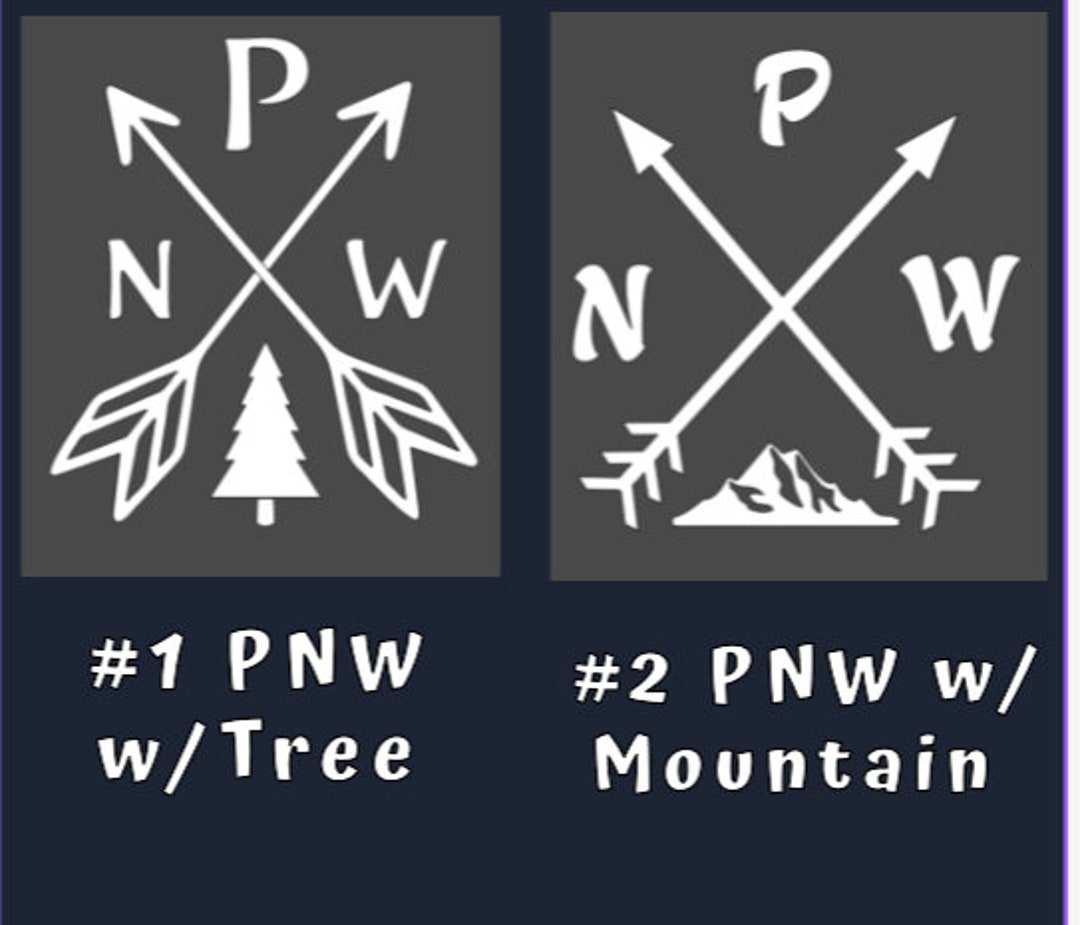 Matte White PNW Car Window Vinyl Decal - Pacific Northwest Arrow Cross ...