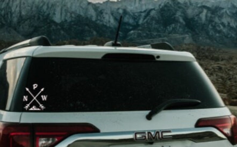 Matte White PNW Car Window Vinyl Decal Pacific Northwest Arrow Cross ...