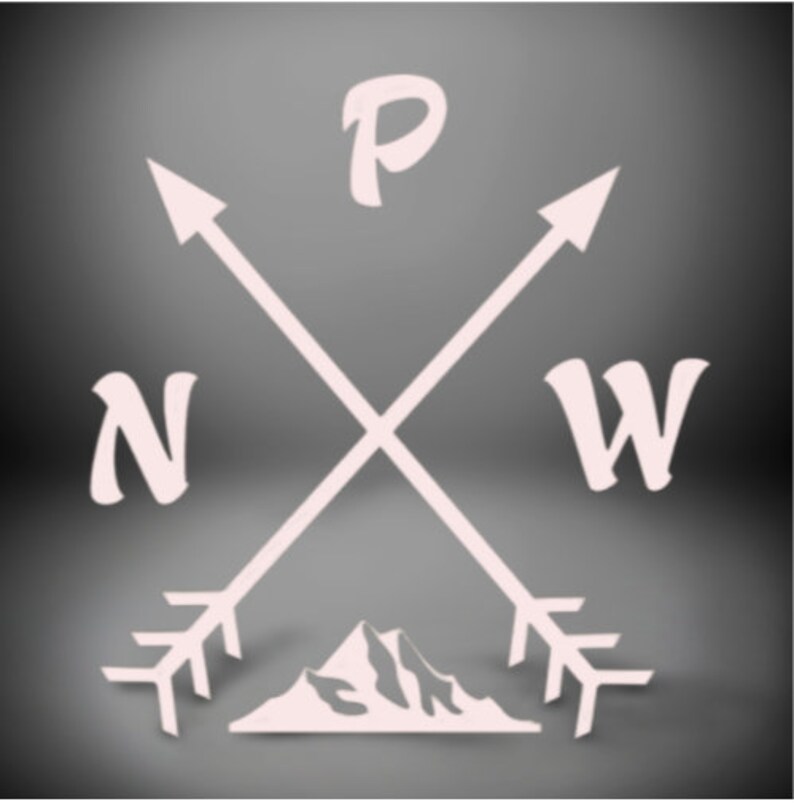 Matte White PNW Car Window Vinyl Decal - Pacific Northwest Arrow Cross ...