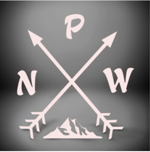 Matte White PNW Car Window Vinyl Decal Pacific Northwest Arrow Cross ...