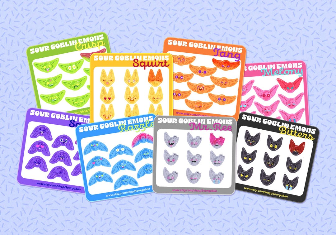 Sour Goblin Emoji Sticker Sheet | Glossy Planner Stickers - Etsy