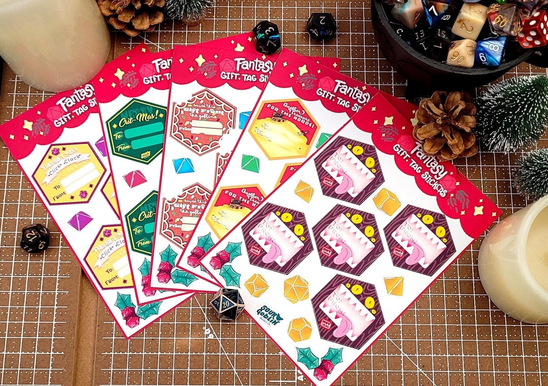 Fantasy Themed Gift Tag Vinyl Stickers Dnd Gift Sticker TTRPG Label - Etsy