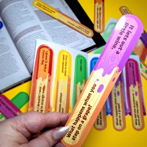 Popsicle Stick Pun Bookmarks Reader Gift Double-sided Sturdy Page ...