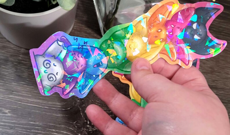 Sour Goblin Rainbow Holographic Stacked Heads Bookmark | Reading Gift ...
