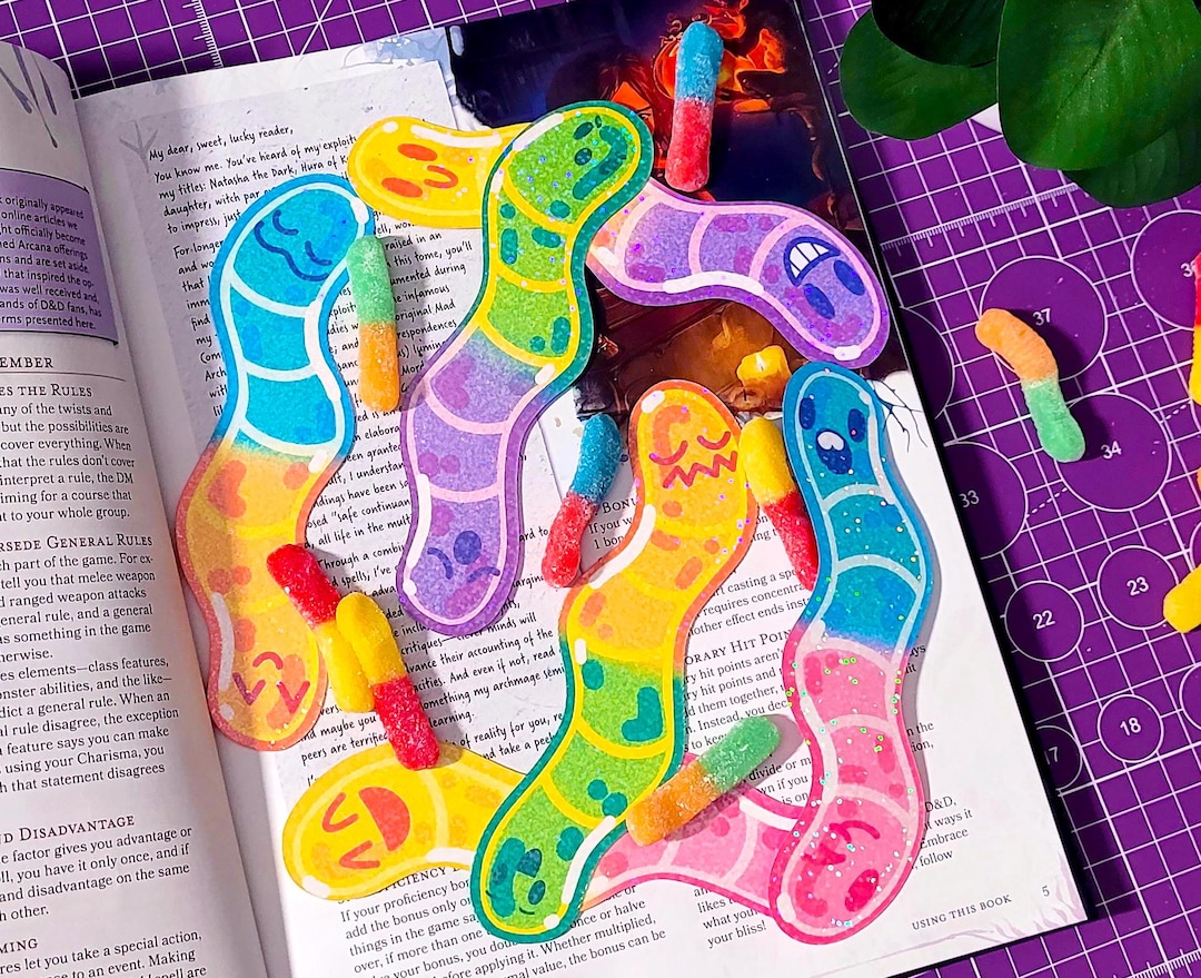 Gummy Worm Bookmark: Holographic Reading Accessory - Etsy