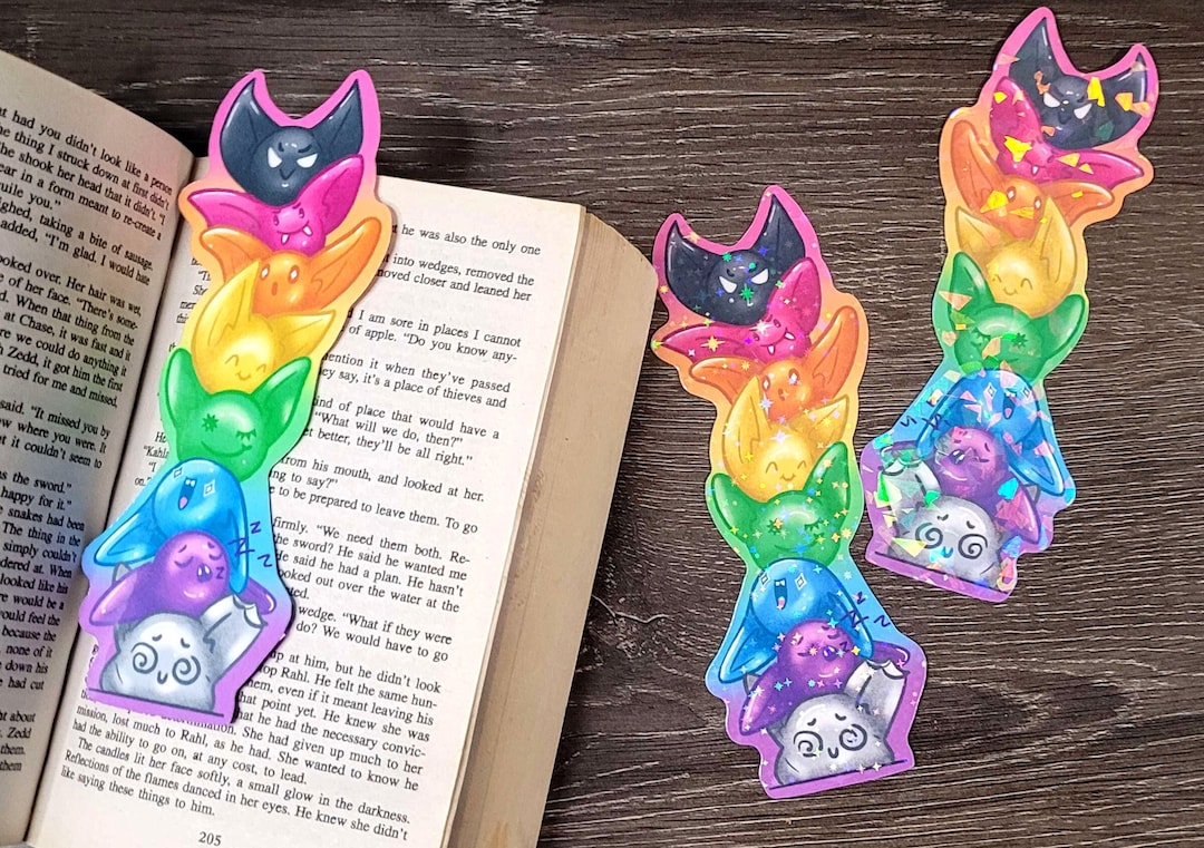 Sour Goblin Rainbow Holographic Stacked Heads Bookmark | Reading Gift ...