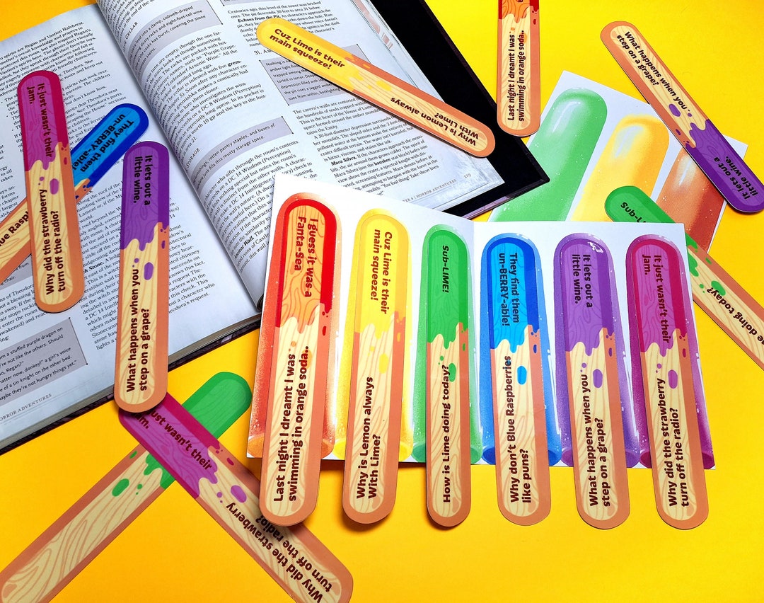 Popsicle Stick Pun Bookmarks Reader Gift Double-sided Sturdy Page ...