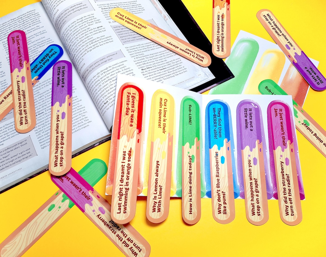 Popsicle Stick Pun Bookmarks | Reader Gift | Double-sided Sturdy Page ...