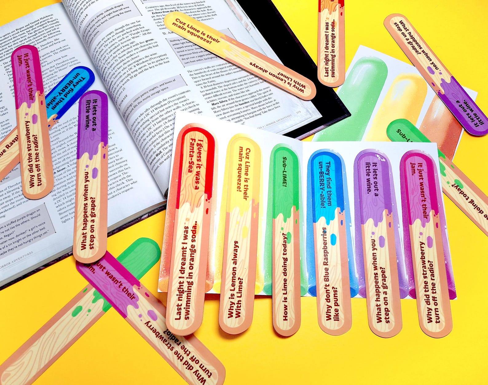Popsicle Stick Pun Bookmarks | Reader Gift | Double-sided Sturdy Page ...
