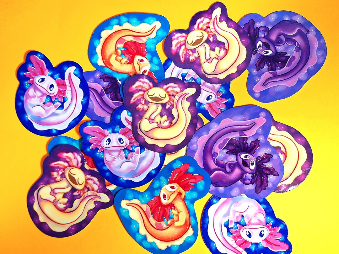 Axolotl Glossy Vinyl Stickers Cute Salamander Decals Axolotl Lover Gift ...