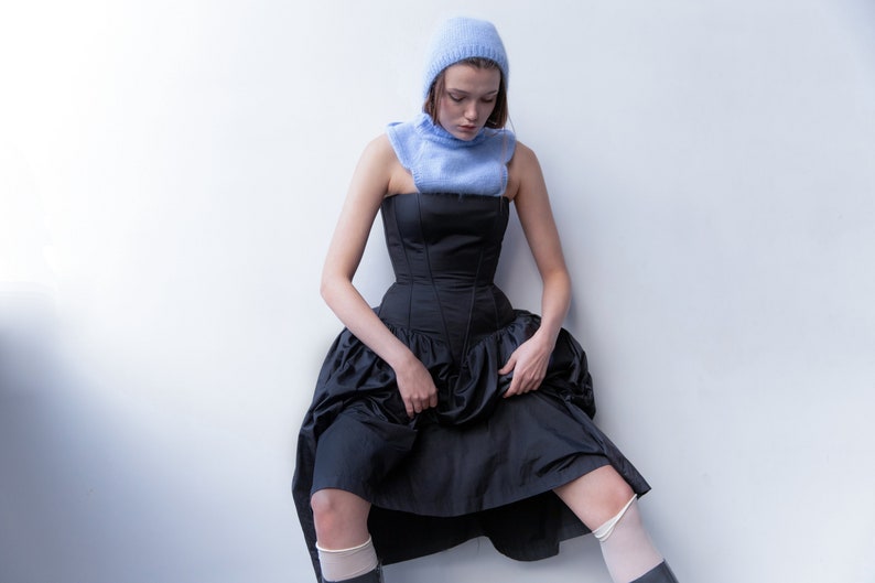 New Trendy Corset Black Dress 2024 , Evening Modeling Dress With Lacing ...