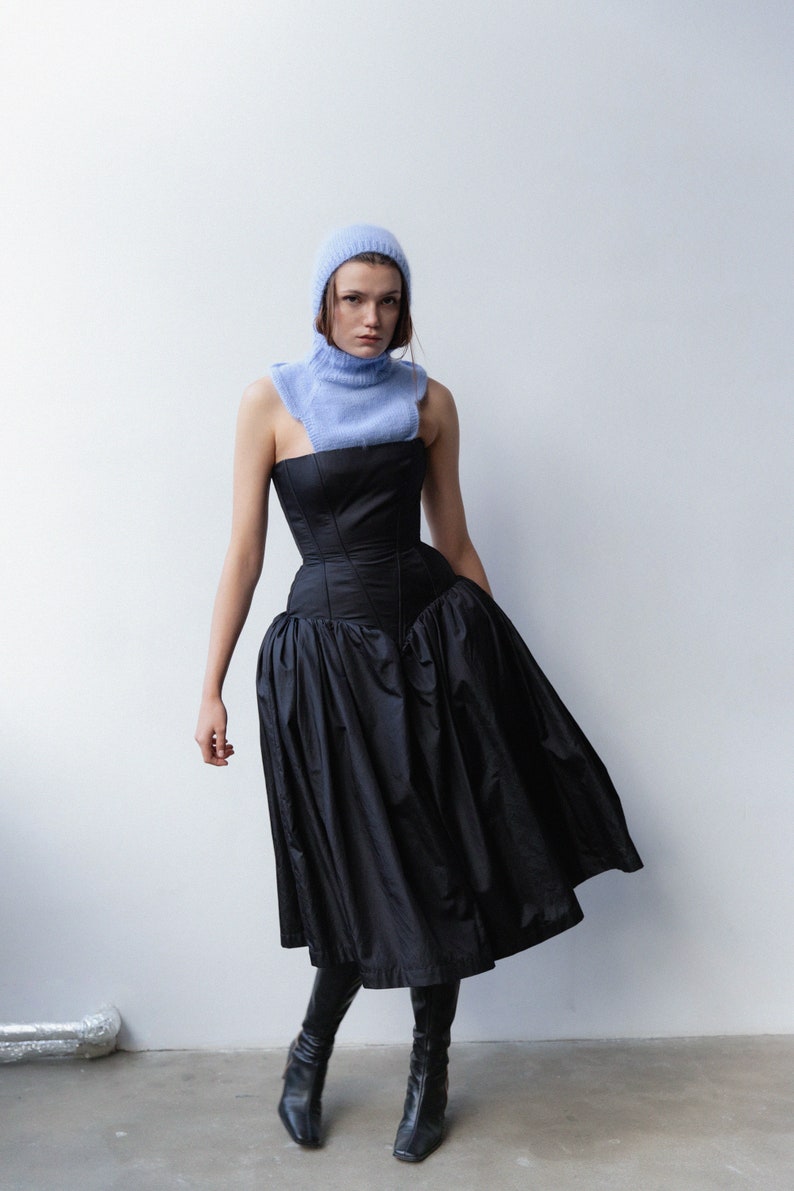 New Trendy Corset Black Dress 2024 , Evening Modeling Dress With Lacing ...