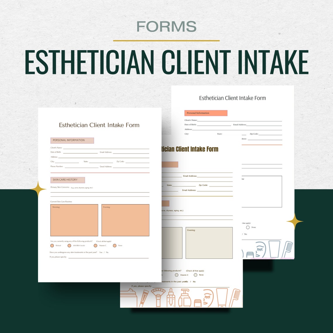 Esthetician Client Intake Form, Editable Templates, Printable Consent ...