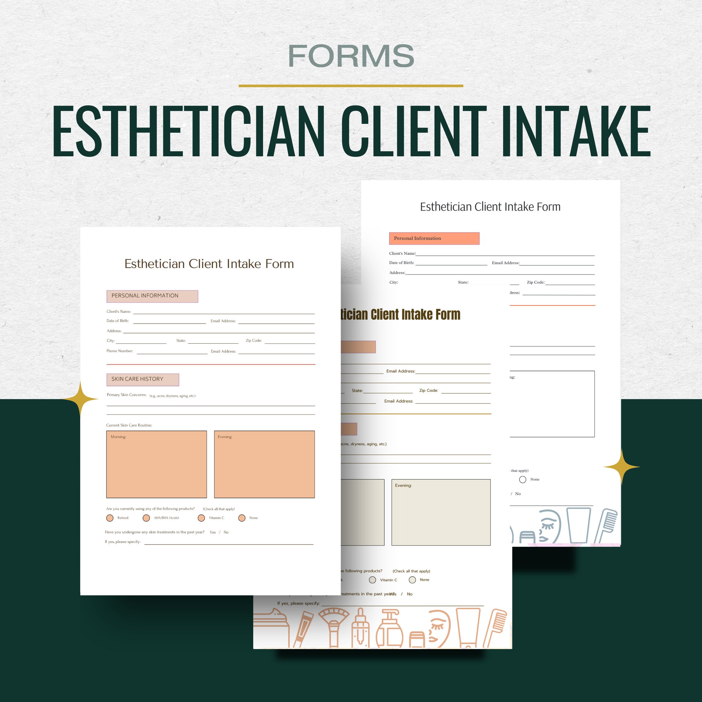 Esthetician Client Intake Form, Editable Templates, Printable Consent ...