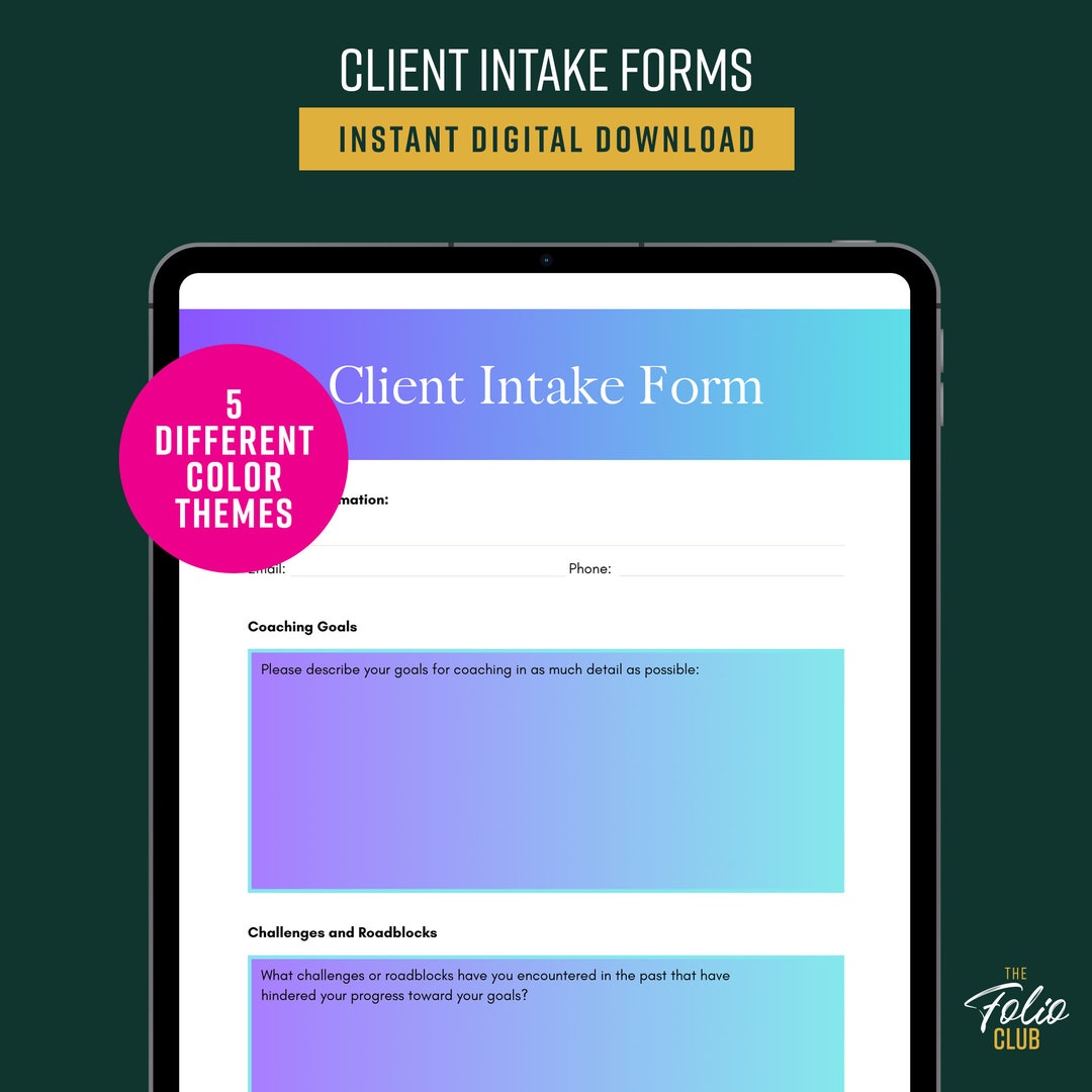 Client Intake Form, Editable Templates, Printable Consent Forms ...