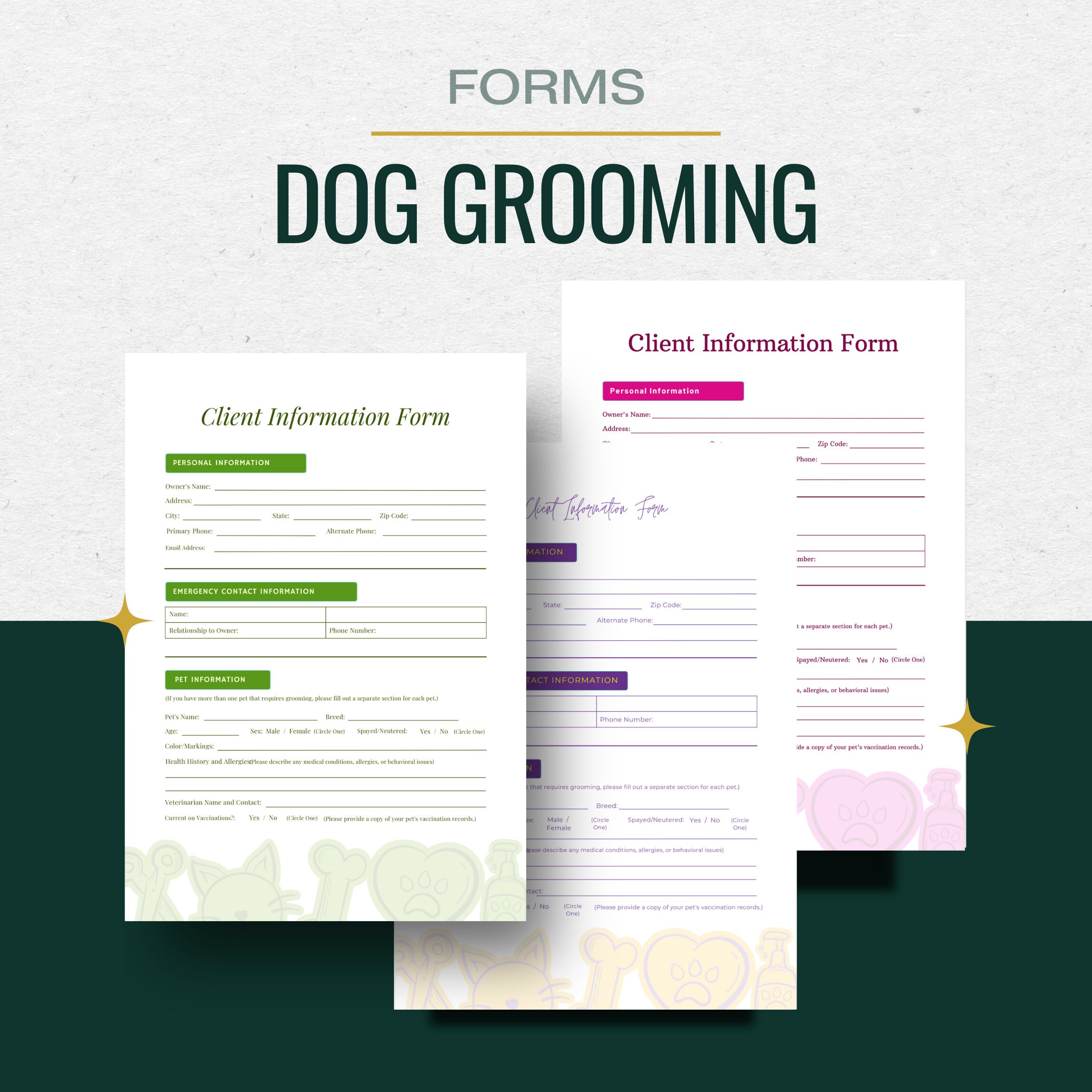 Dog Grooming Business Form, Editable Templates, Printable Consent Forms ...