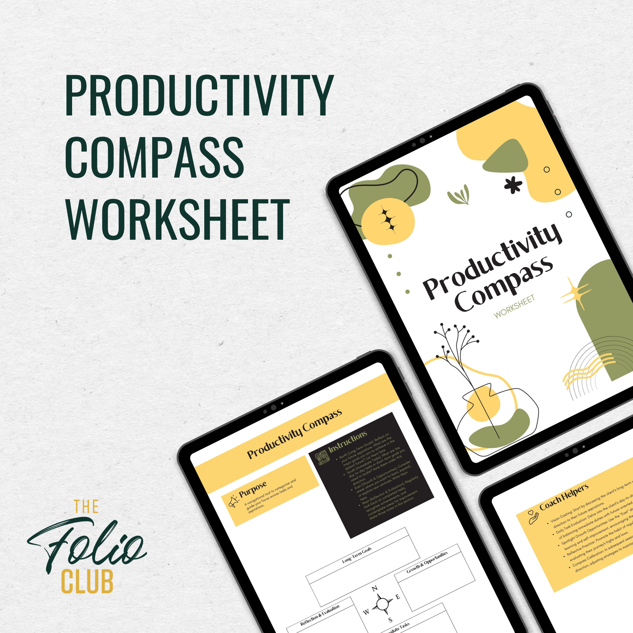 Productivity Compass Worksheet, Digital Planner, Planner Printable ...
