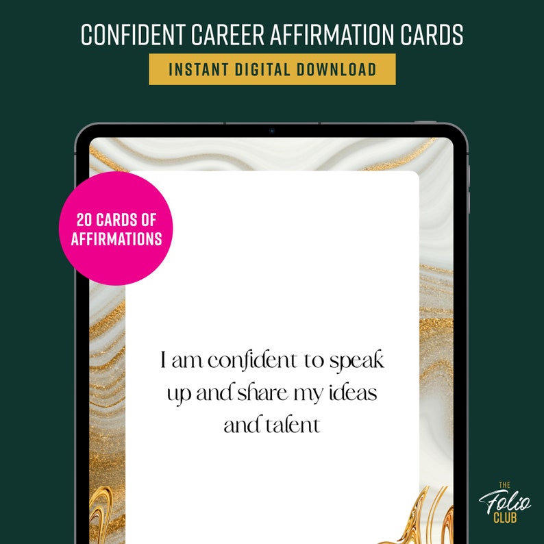 Confident Career Affirmation Cards, Digital, Vision Board, Cards for ...