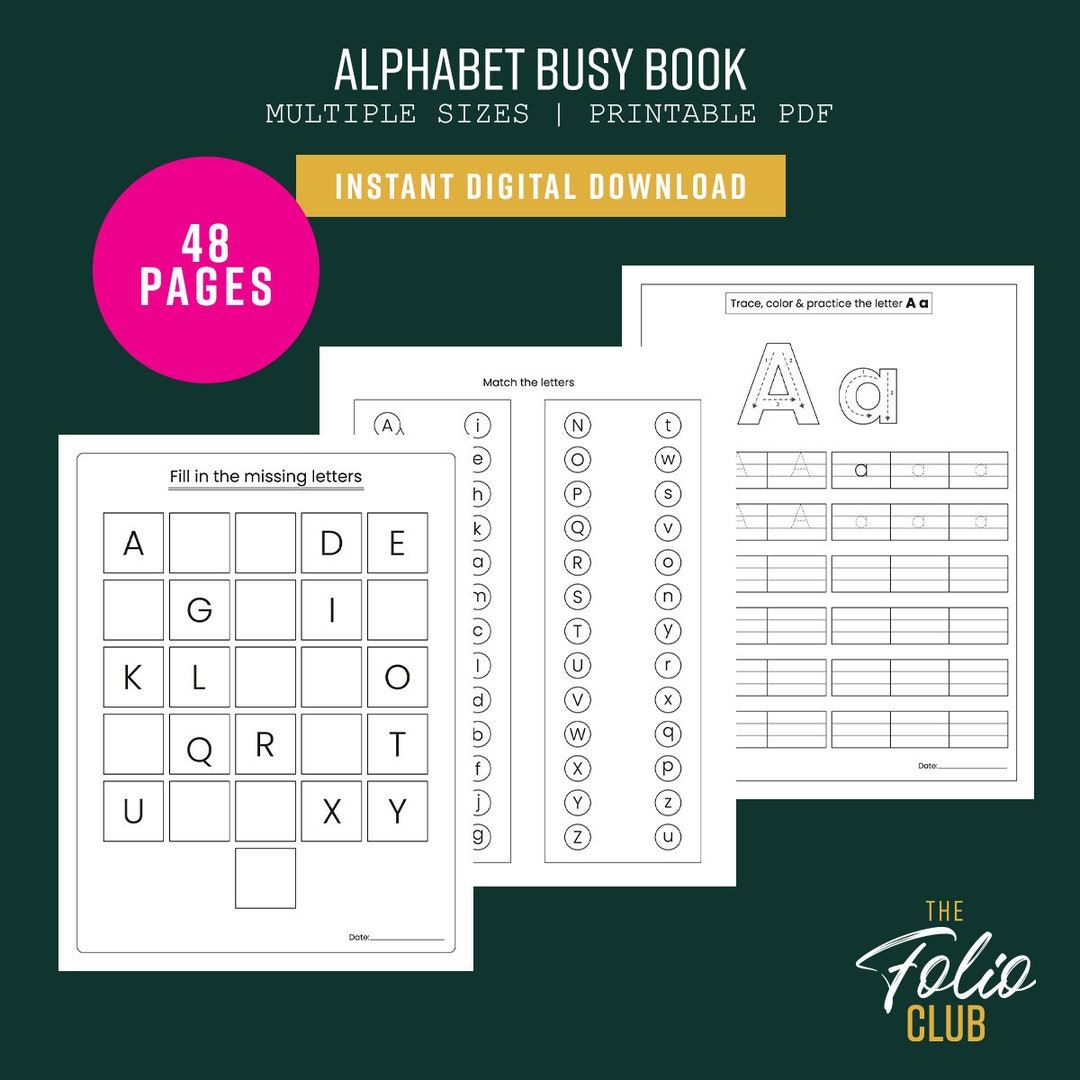 Alphabet Busy Book, Letter Tracing, Learning Binder, Letter Matching ...
