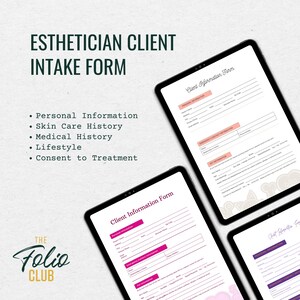 Esthetician Client Intake Form, Editable Templates, Printable Consent ...
