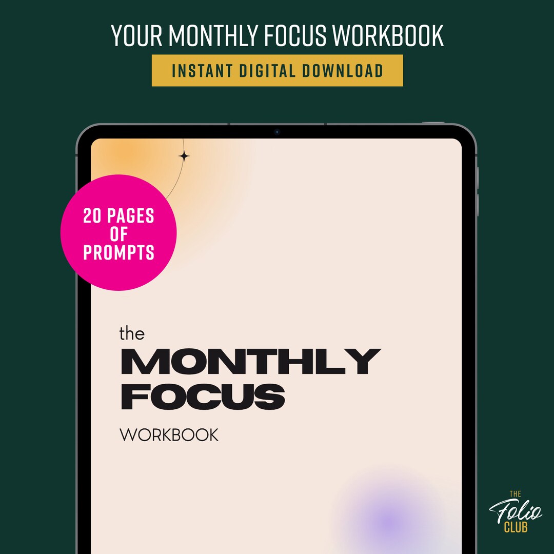 Your Monthly Focus Workbook, Instant Download, Goodnotes Journal, iPad ...