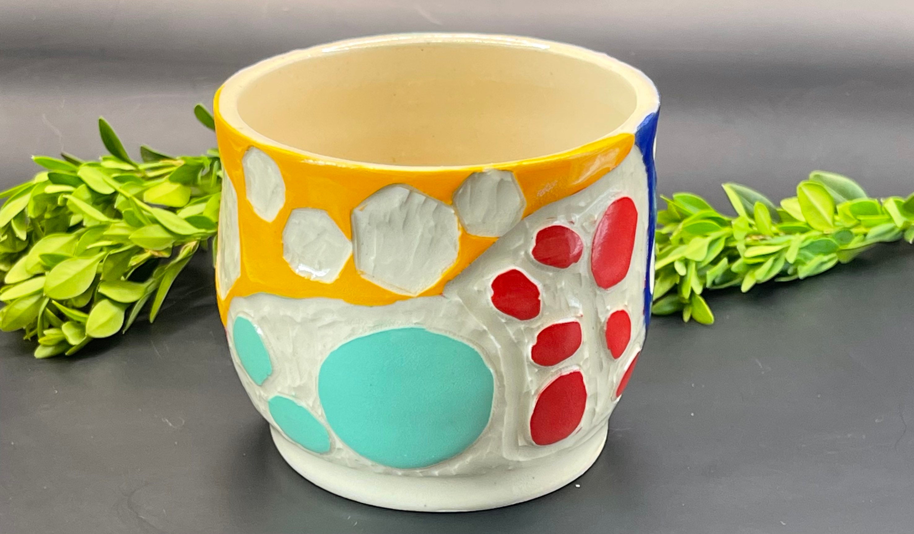 Ceramic Geometric Design Bowl Seedling Planter Trinket Dish Home Decor ...