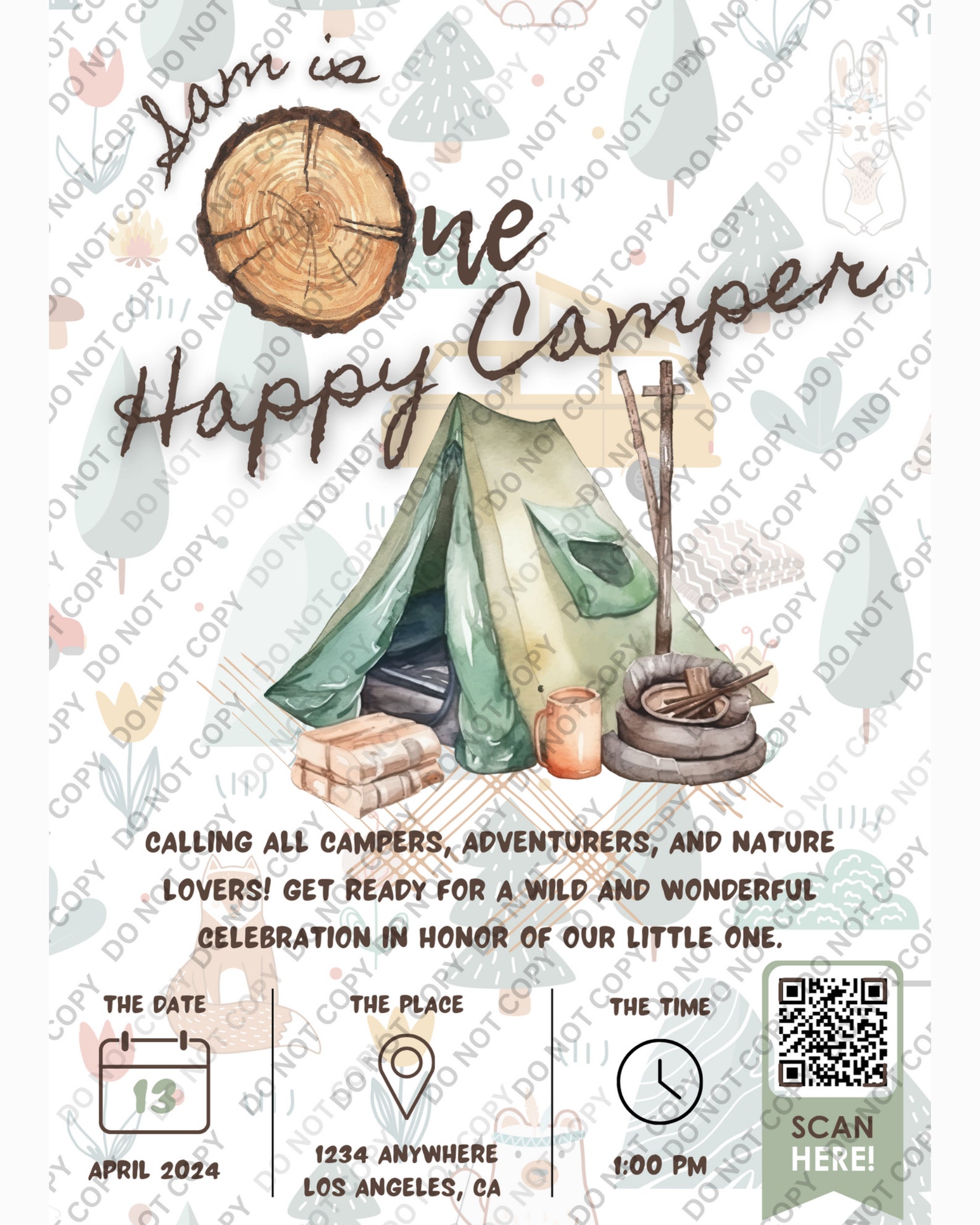 First Birthday Invitation “one Happy Camper” Themed - Etsy