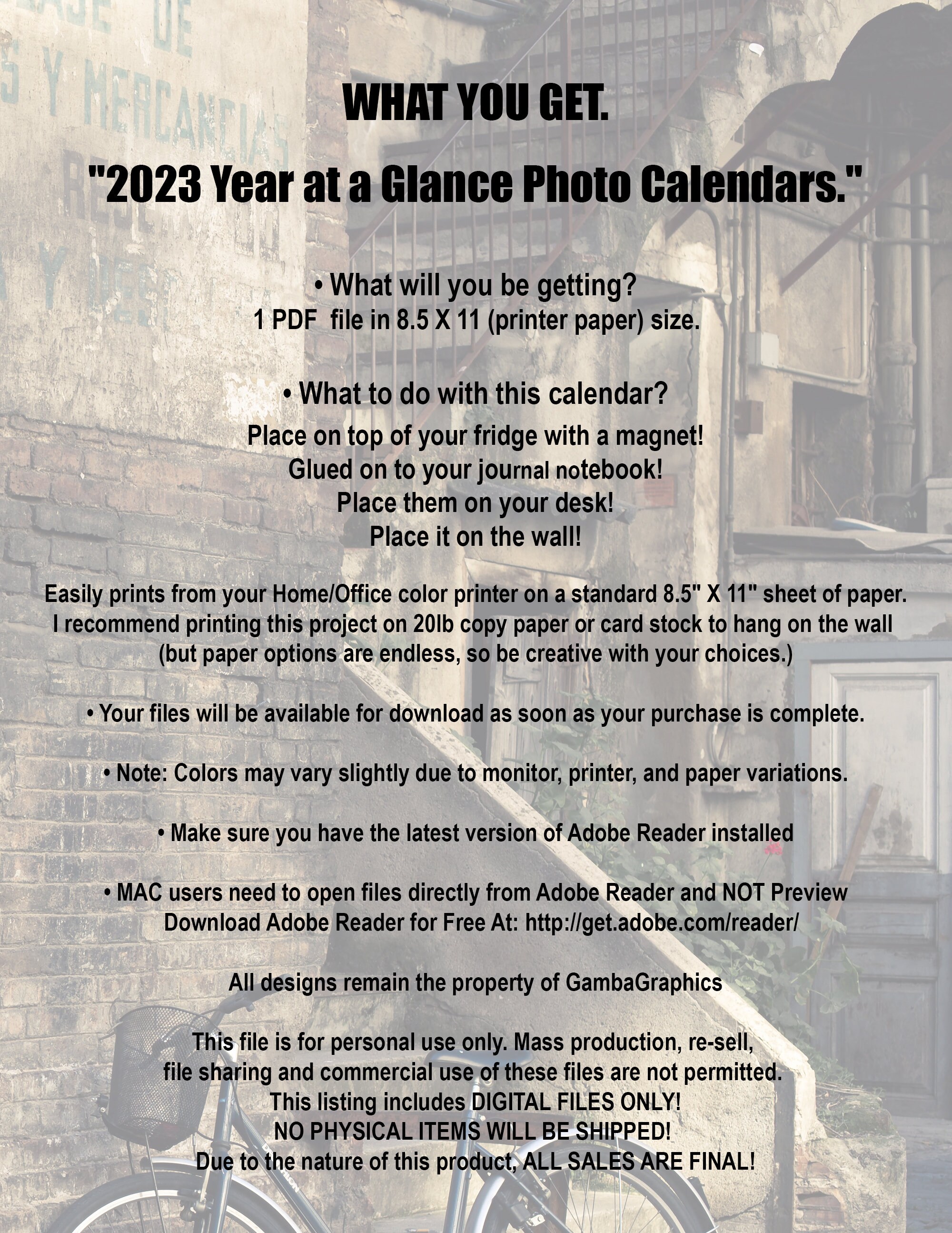 2023 Bike Theme - Year at A Glance Photo Calendar. - Etsy