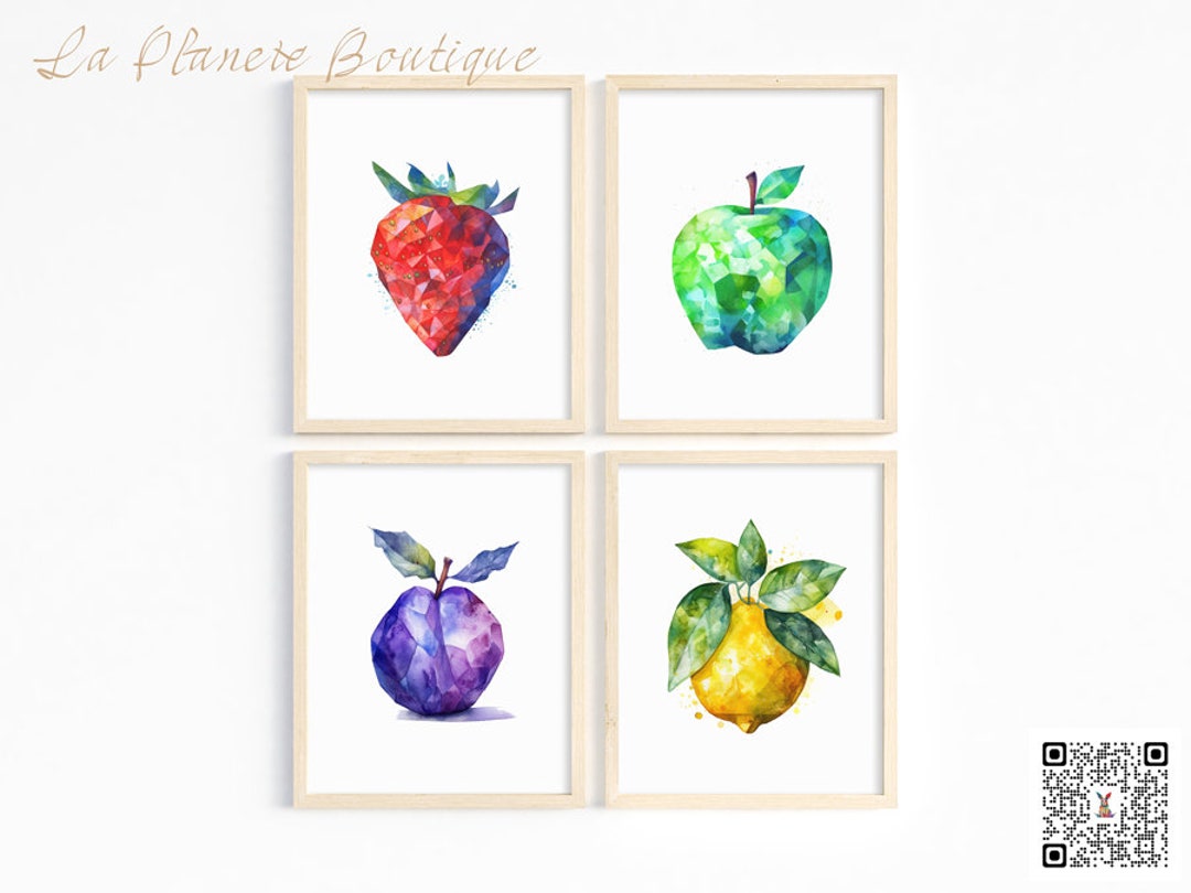 PRINTABLE (all 4 Pictures) Colorful Fruits for Kids Room, Birthday ...