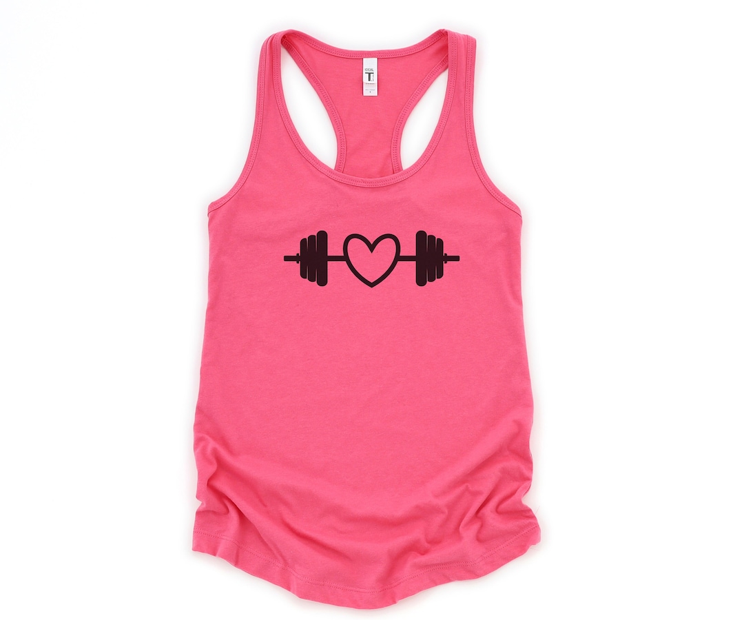 Pink Heart Barbell Valentines Workout Tank Top - Etsy