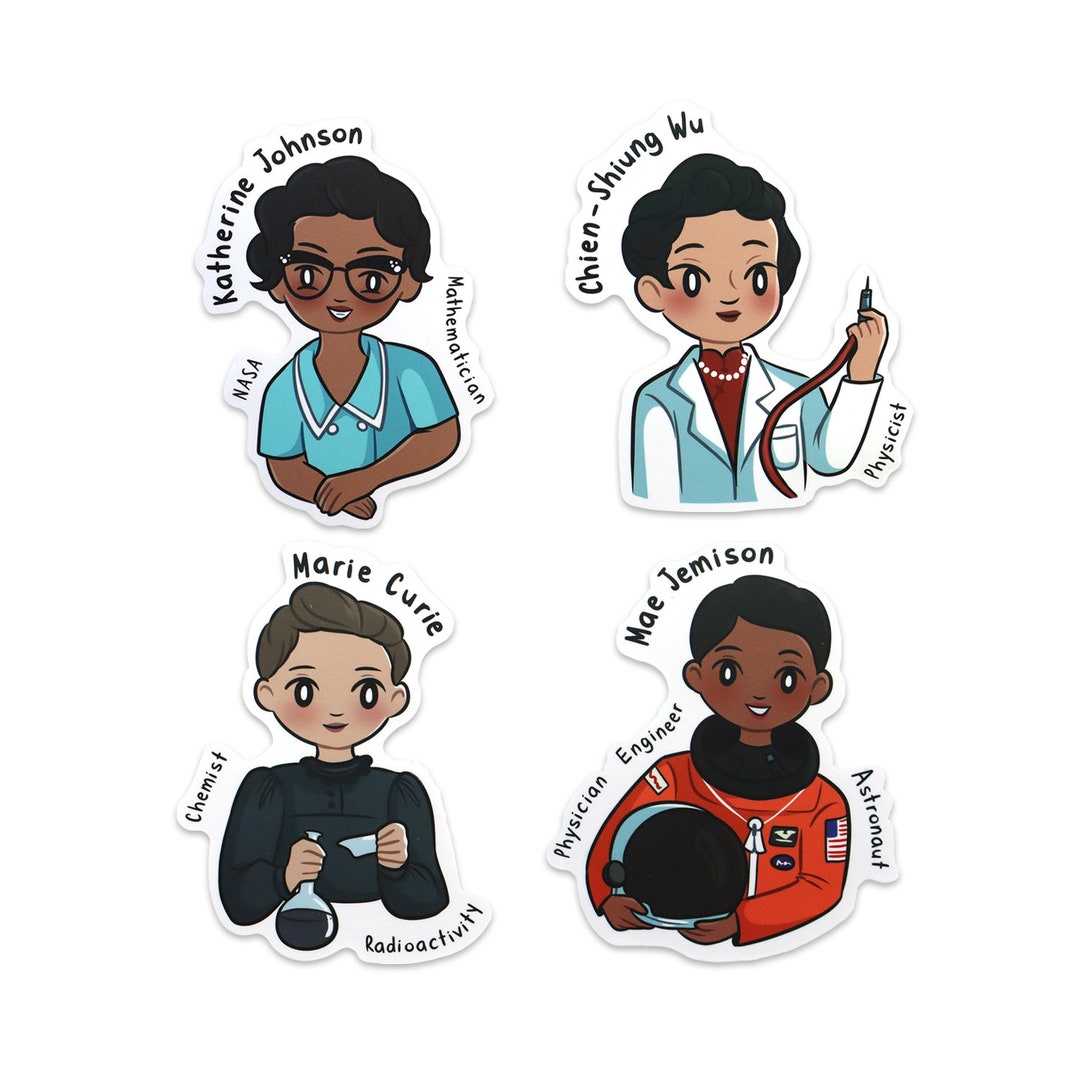Women in Science Stickers: Marie Curie, Mae Jemison, Kathrine Johnson ...