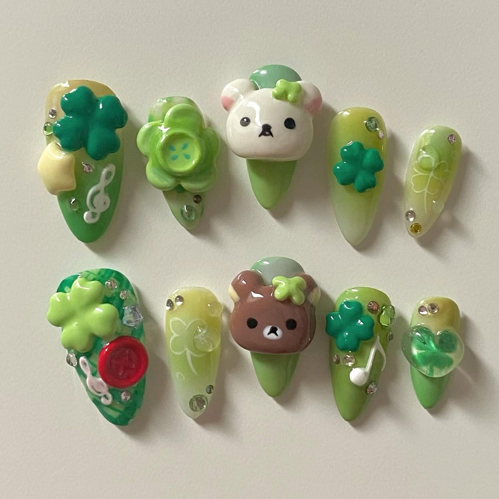 Rilakkuma Four Leaf Clover 3D Heisei Retro Press-ons Nails - Etsy