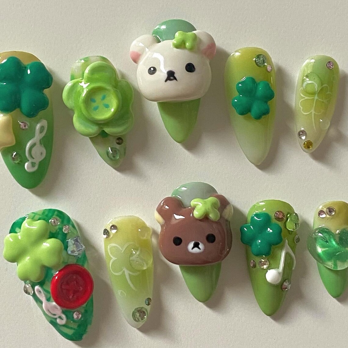 Rilakkuma Four Leaf Clover 3D Heisei Retro Press-ons Nails - Etsy
