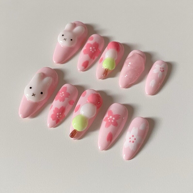 3D Miffy Sakura Dango Press-ons Nails - Etsy