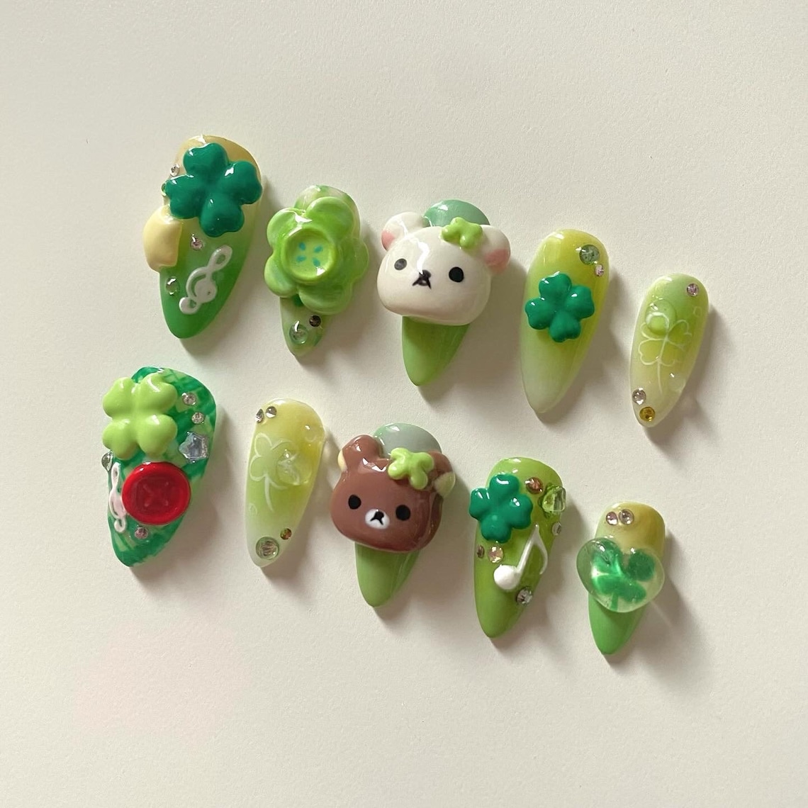 Rilakkuma Four Leaf Clover 3D Heisei Retro Press-ons Nails - Etsy