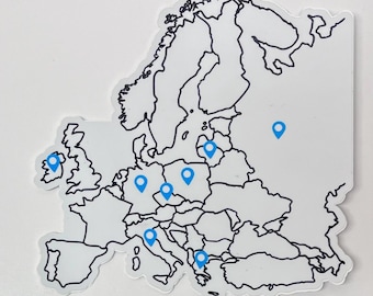 Where I've Been Europe Map Sticker | Color in Sticker | Euro Map ...