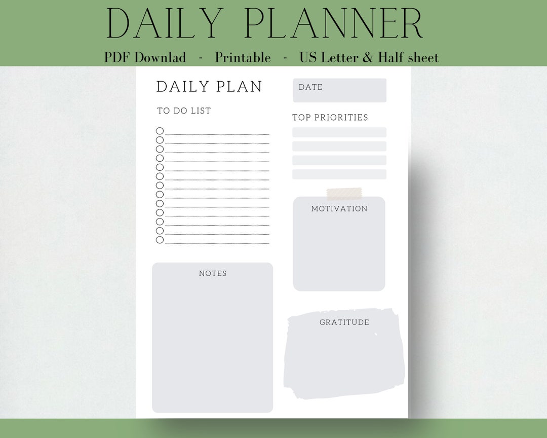 Daily Printable Planner - Grayscale Planner - Instant Download - PDF - Etsy