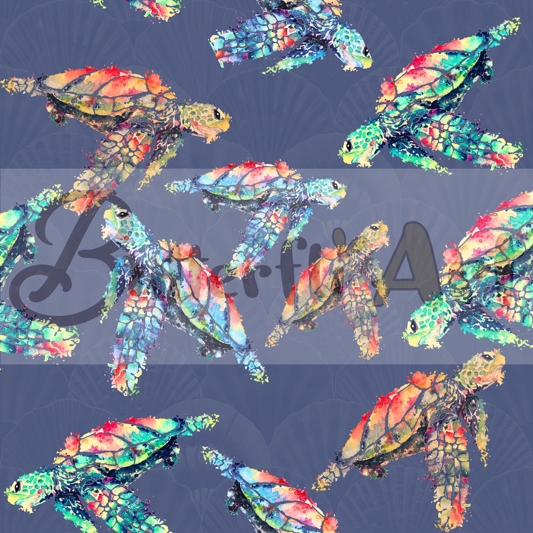 Watercolour Sea Turtle / Turtles Seamless Pattern/ Watercolor Sealife ...