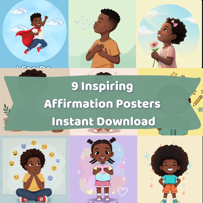 Black Kids Affirmation Wall Art • Positive Affirmations for Black ...
