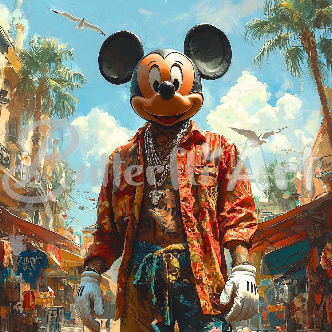 Edgy Mickey Mouse, Minnie, and Donald Tropical Vibes Wall Art Disney ...