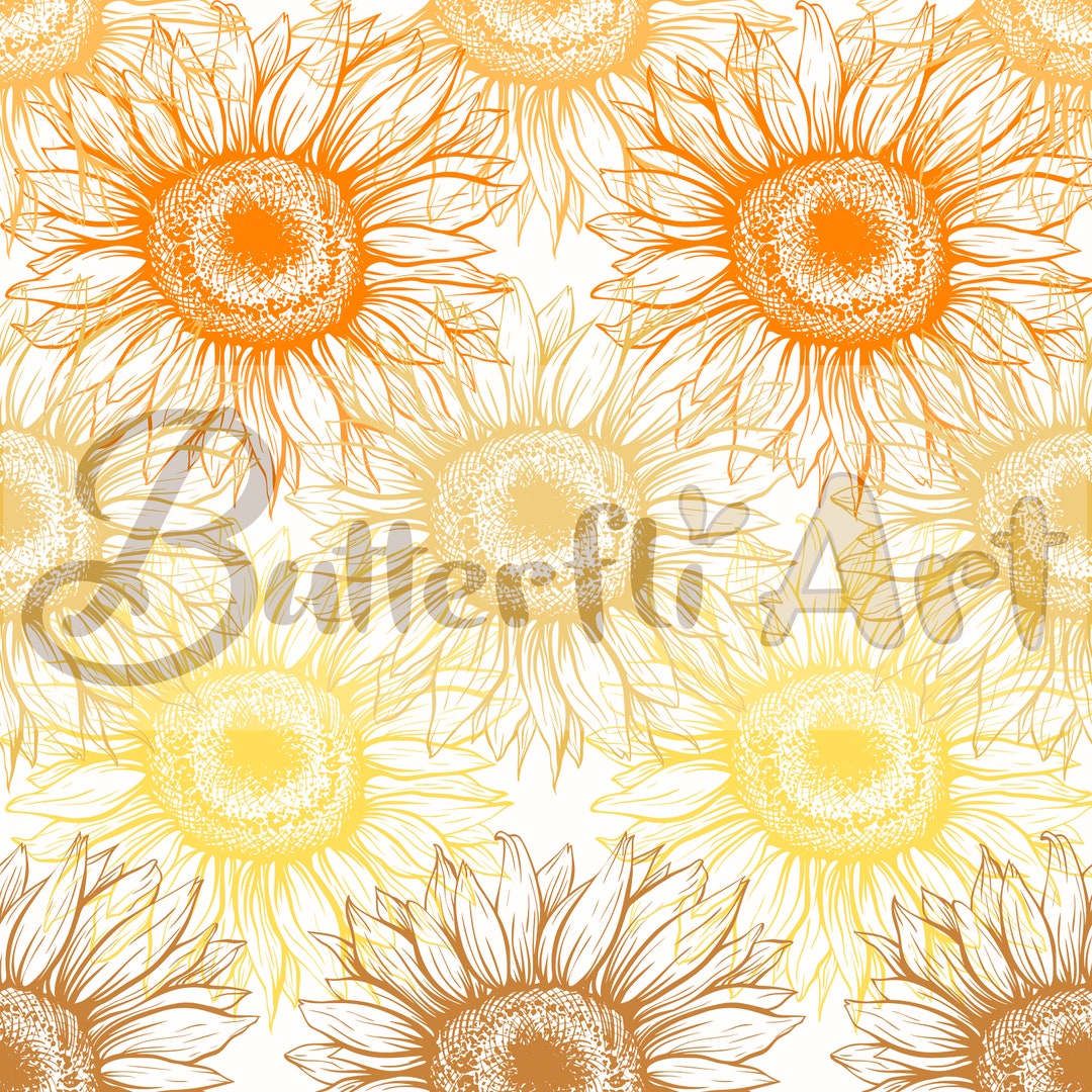 Summer Retro Sunflowers Seamless/ Floral Seamless Pattern/ Sunflowers ...