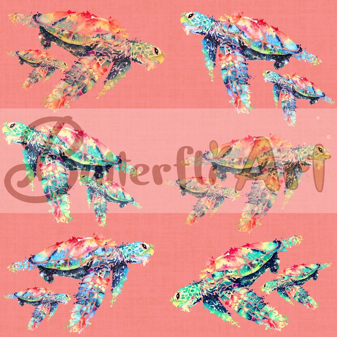 Watercolour Sea Turtle / Turtles Seamless Pattern/ Watercolor Sealife ...