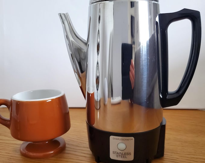 Small Vintage Electric Percolator, Coffee Maker, Stainless Steel ...