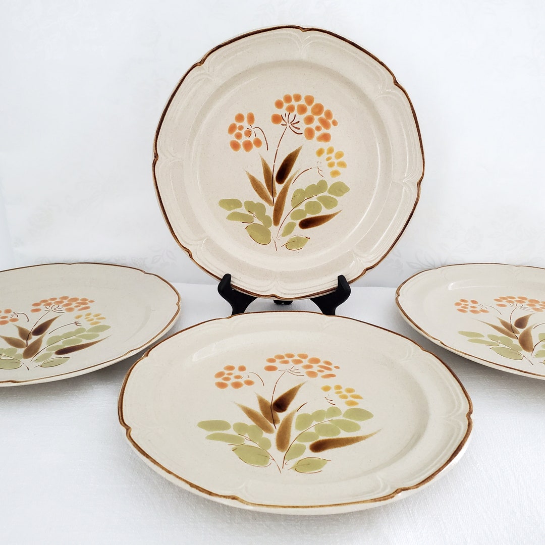 Four 1970s Dinner Plates, Japan, Hand Painted, Stoneware, “the Classics ...