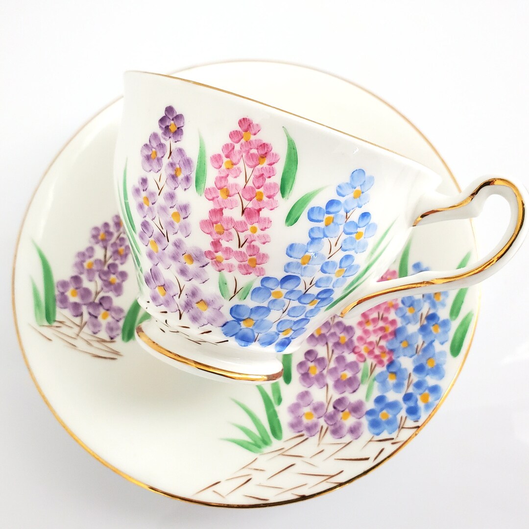 Clare Teacup, Bone China, Made in England, Floral, Pastel Colours, Gold ...