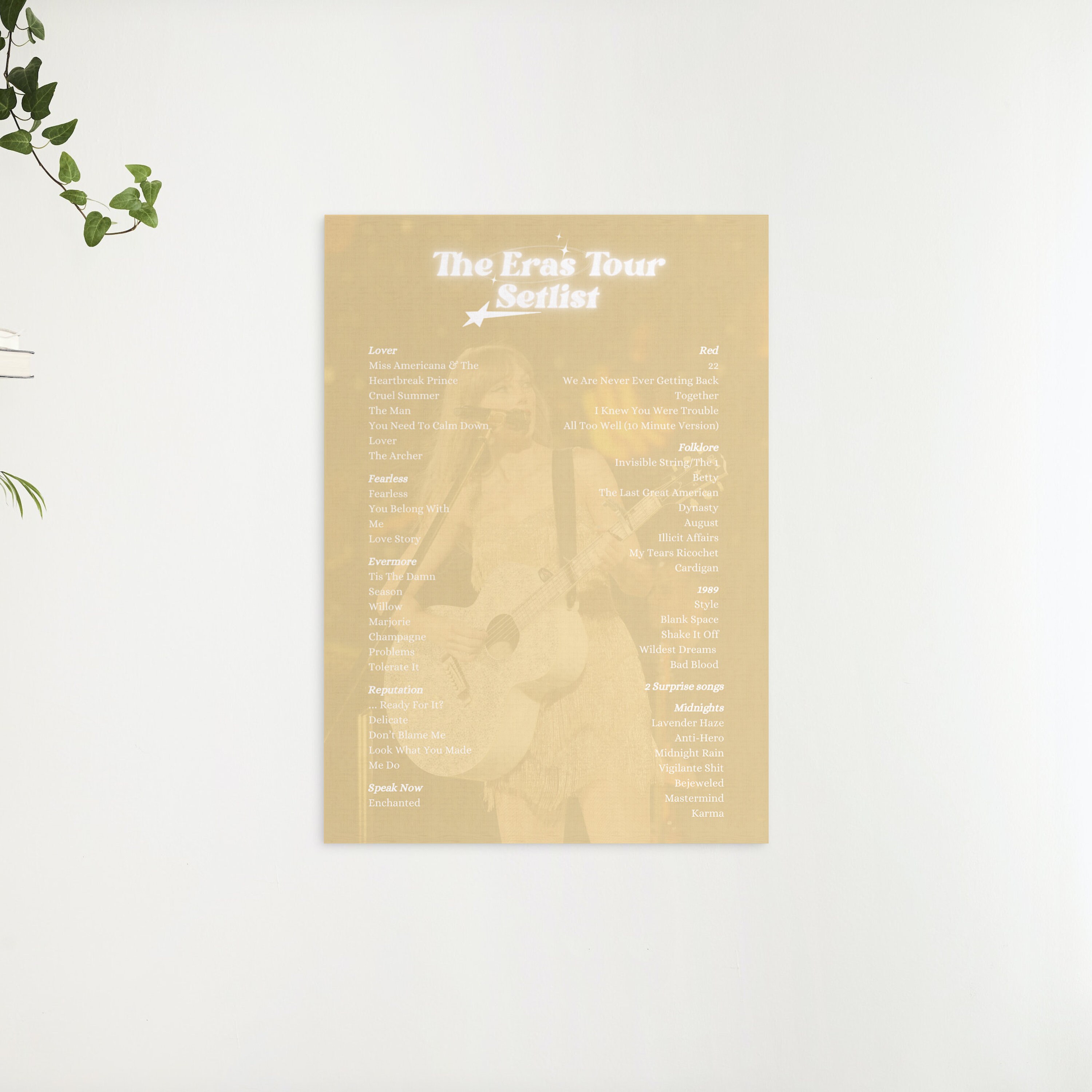 The Eras Tour Setlist Poster Fearless Edition, Taylor Wall Art sold by ...