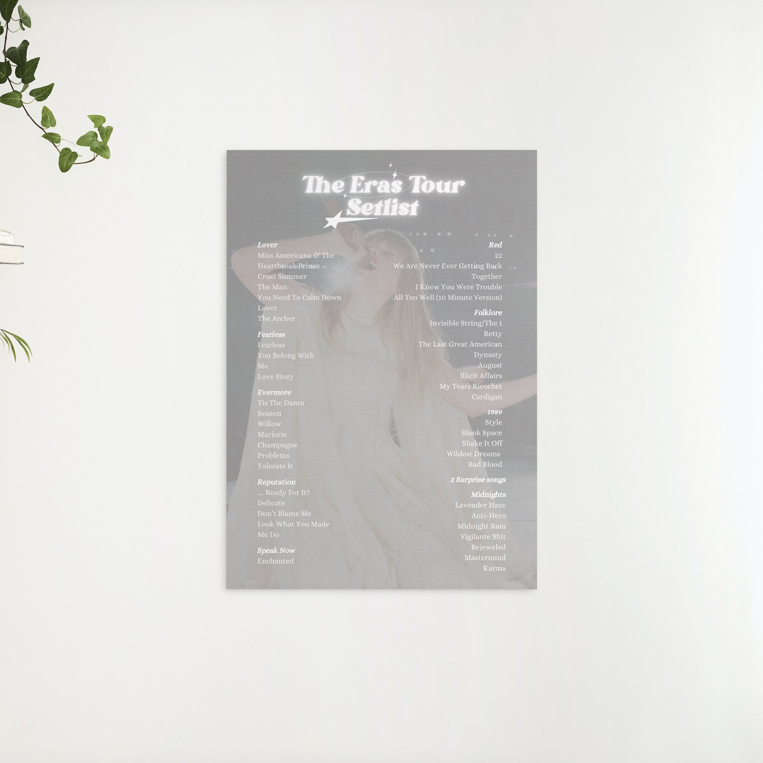 The Eras Tour Setlist Poster Folklore Edition, Taylor Wall Art sold by ...